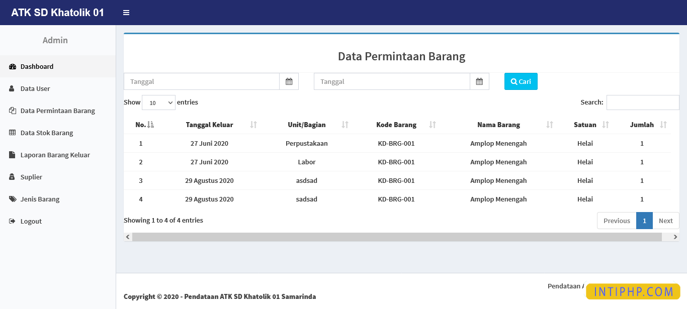 Source Code Project Aplikasi Barang Masuk Dan Keluar ATK PHP Mysqli ...