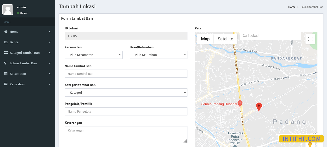 Source Code Gis Tambal Ban Dibuat Dengan Google Maps Dan Php Mysqli ...
