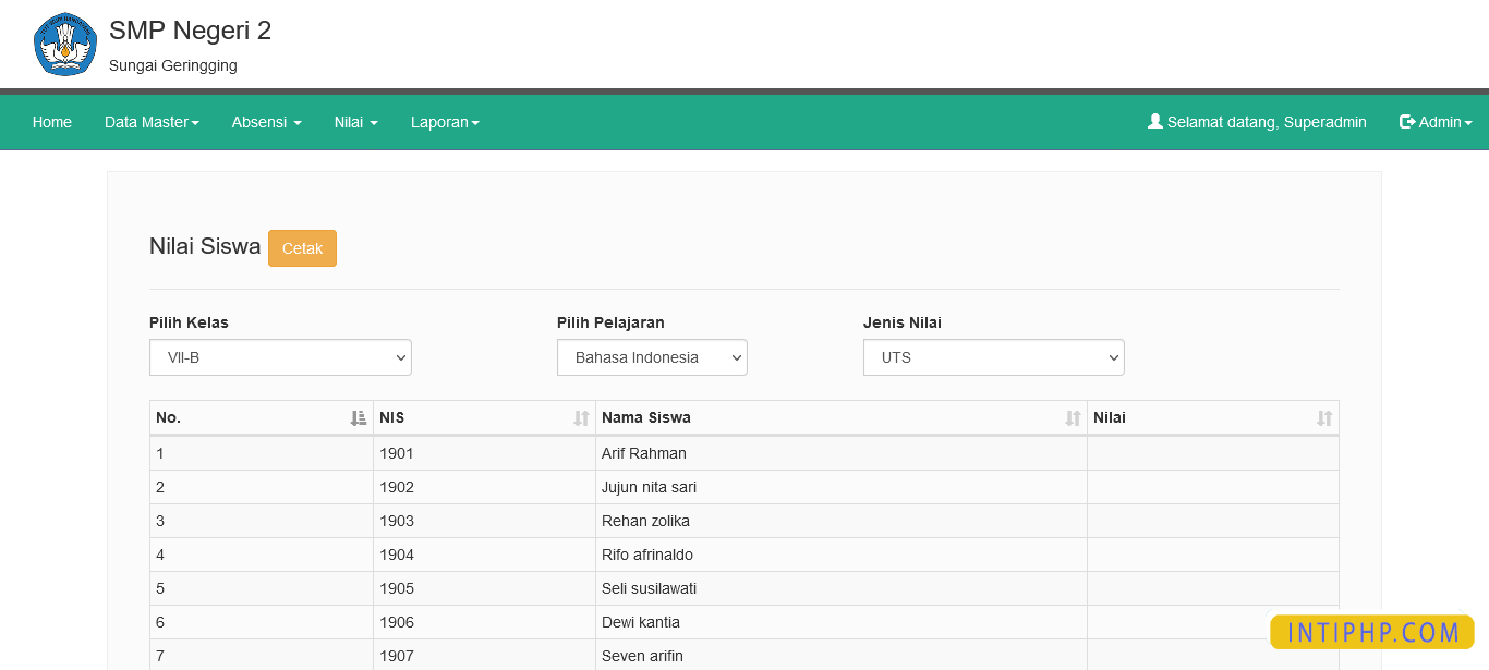 Source Code Monitoring Siswa SMP Dengan Php Mysqli - INTI PHP