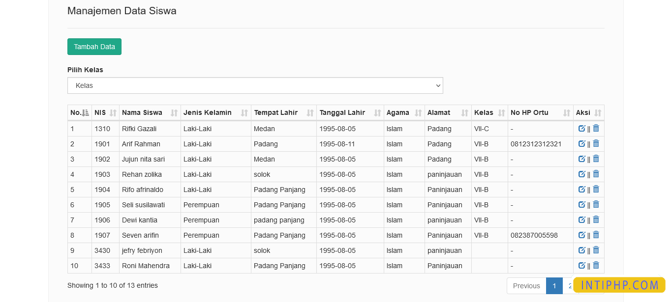 Source Code Monitoring Siswa SMP Dengan Php Mysqli - INTI PHP