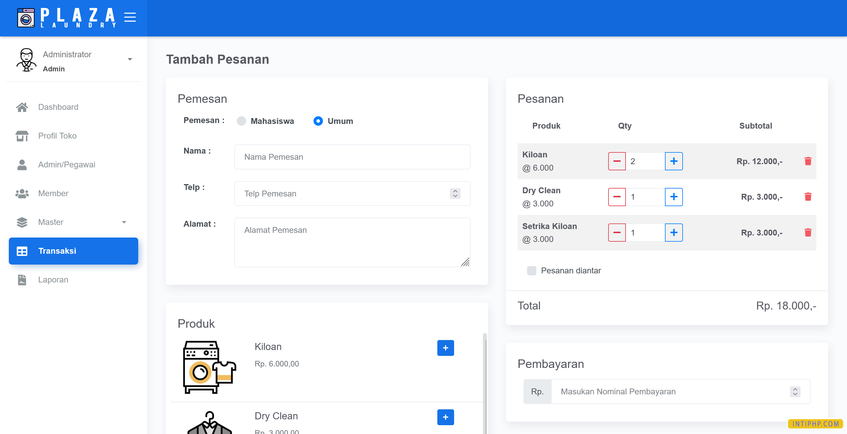 Source Code Aplikasi Laundry Dengan Php Mysql - INTI PHP