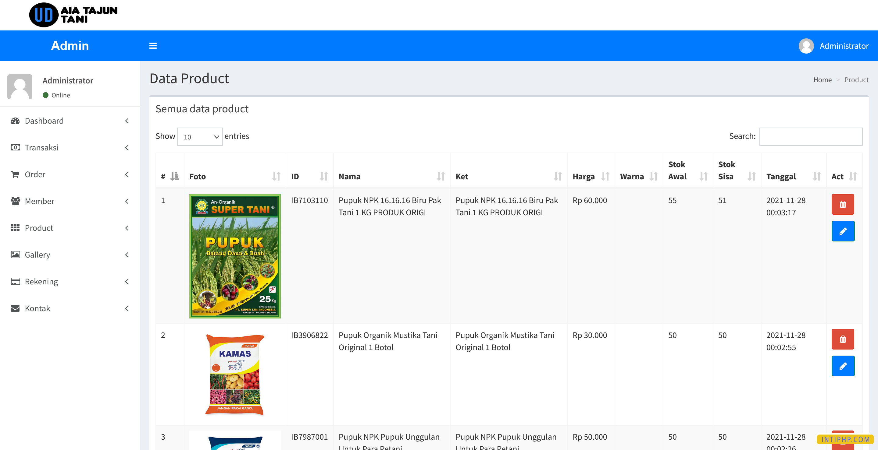 Source Code Marketplace Penjualan Pupuk Php Mysql - INTI PHP