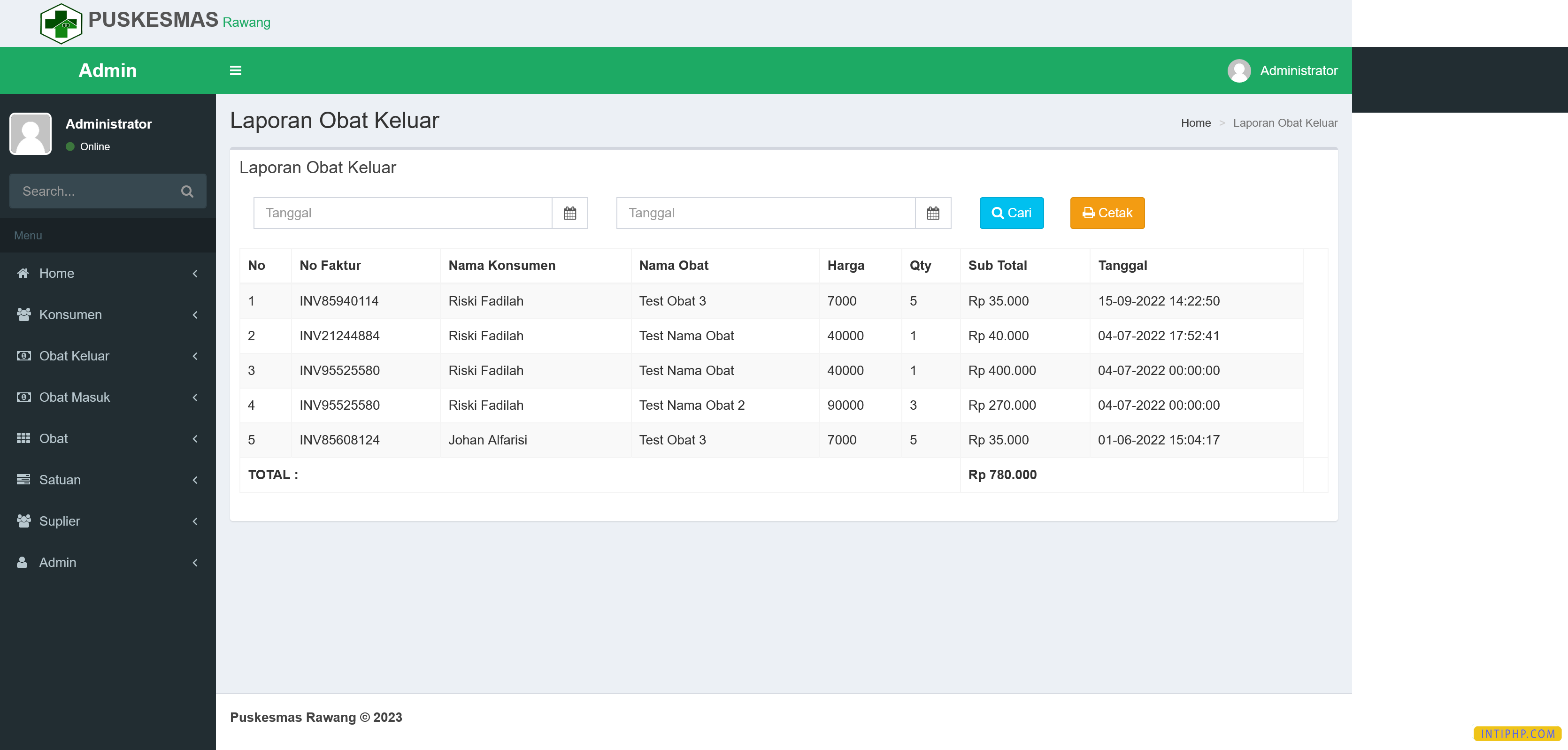Source Code Manajemen Stok Obat Masuk Dan Obat Keluar Puskesmas - INTI PHP