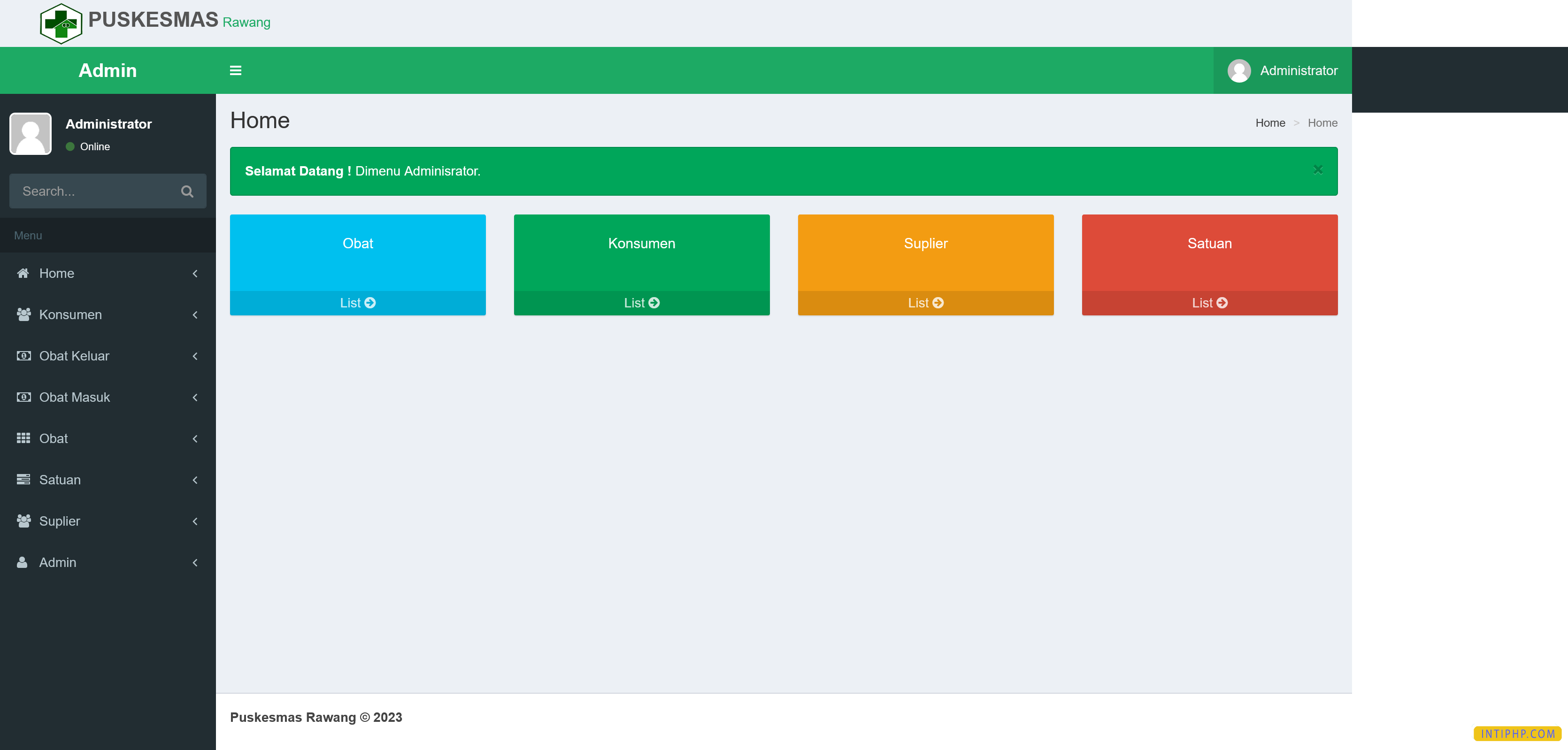 Source Code Manajemen Stok Obat Masuk Dan Obat Keluar Puskesmas - INTI PHP